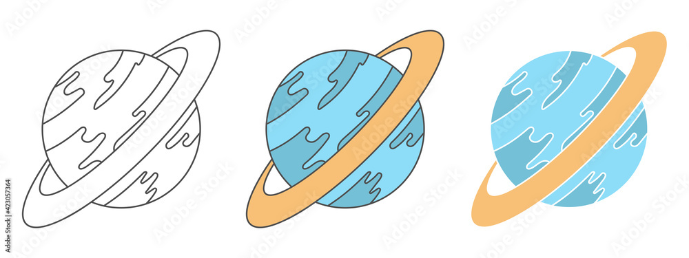 planet design vector. clipart cartoon illustration. black and white ...