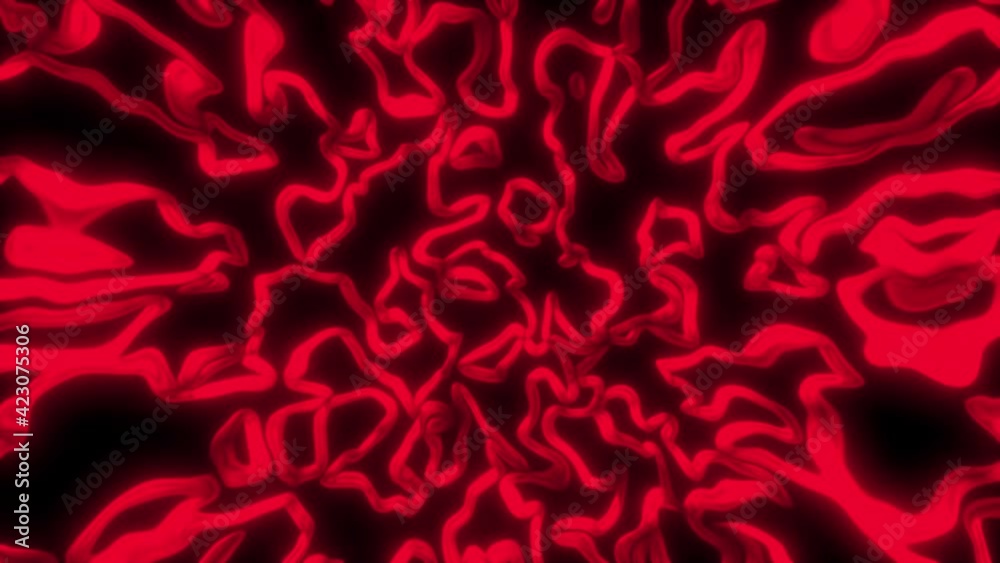 Wavy lines of worms bend in curved 3D render space. Mixed luminous ...