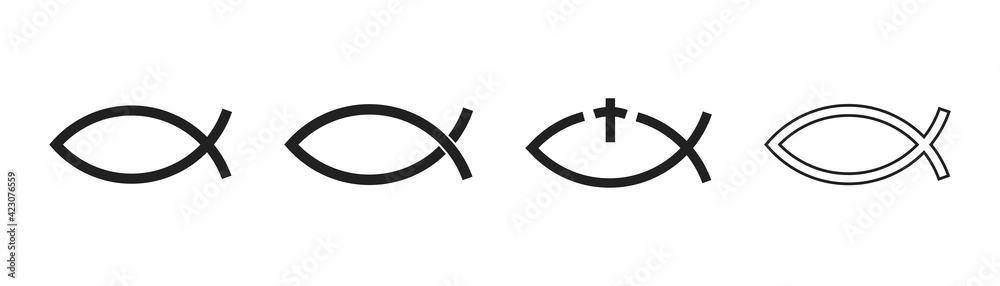 Christian fish symbol. Set of Christian fish . Vector illustration on ...