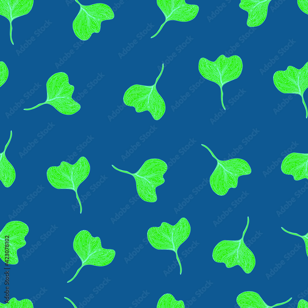 Leaves with stripes veins. Vector seamless pattern botanical ...