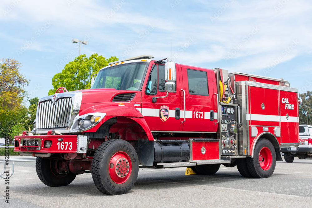 Cal Fire Engine 1673. The truck is type 3 wildland pumper built by HME ...