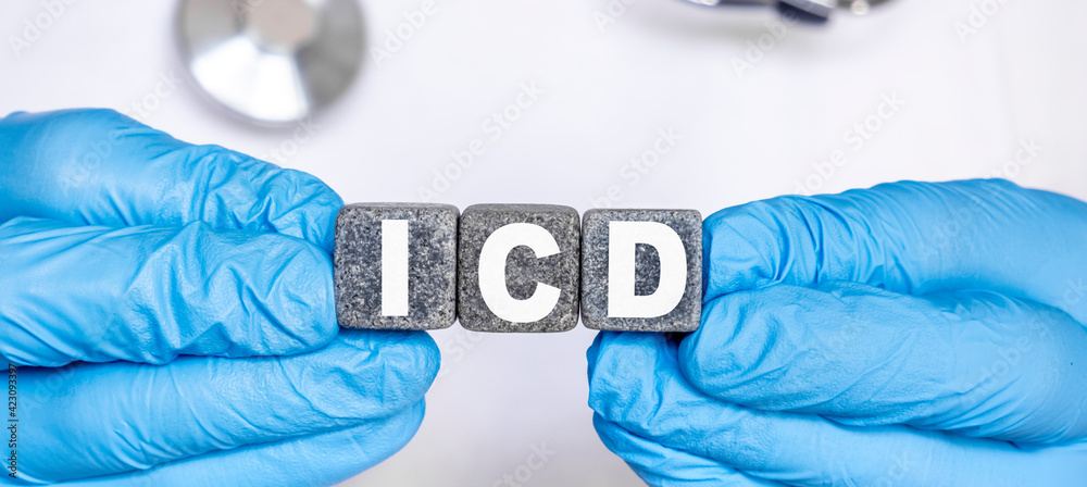 ICD Implantable cardioverter defibrillator - word from stone blocks ...