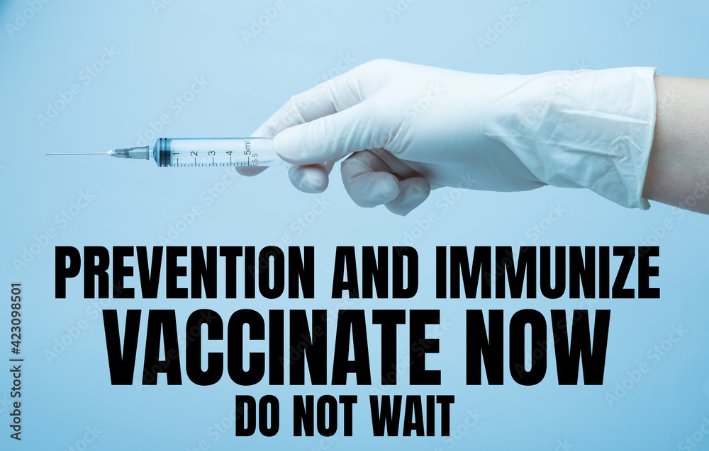 Covid vaccination advertising with word "prevention and immunize ...