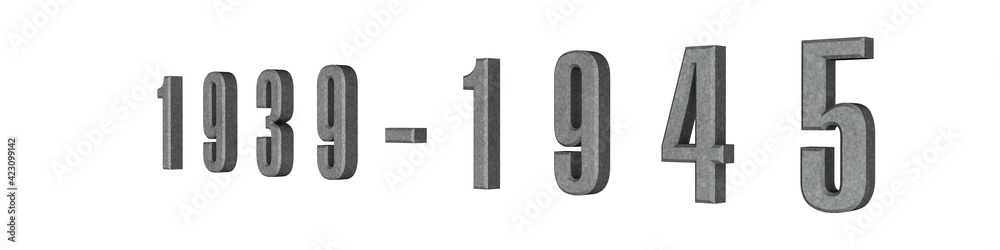 Gray dates on a white background. Figures "1939-1945" Themes of the ...
