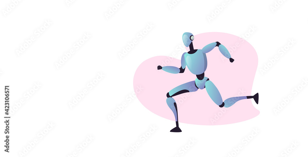 robot cyborg running modern robotic character artificial intelligence ...