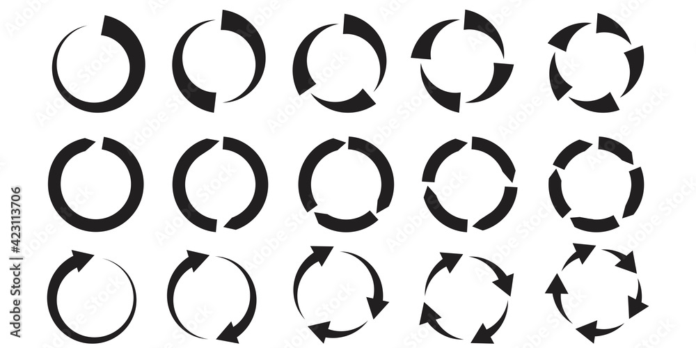 Circular arrows. Vector pattern. Black circular arrows on white ...