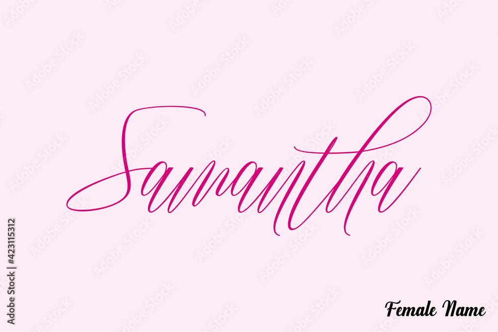 Samantha-Female Name Calligraphy Dork Pink Color Text On Pink ...