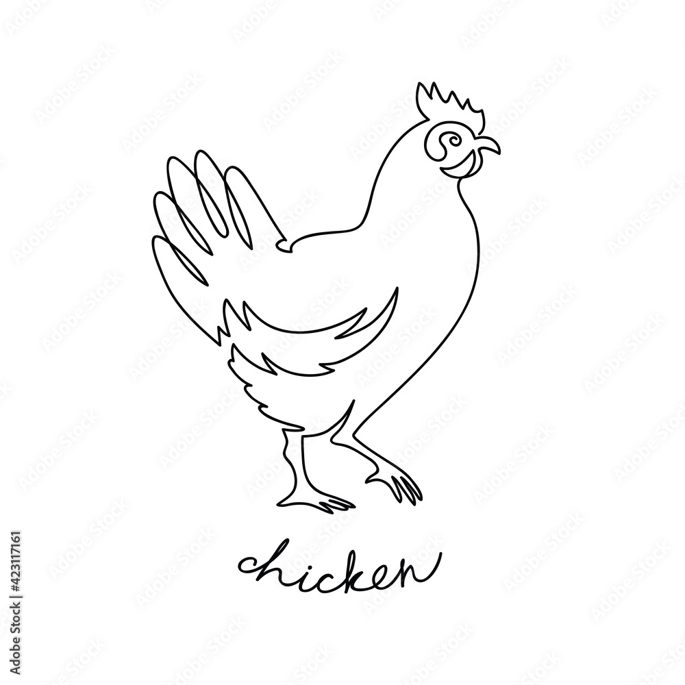 chicken breeding. animal husbandry. livestock. vector sketch on a white ...