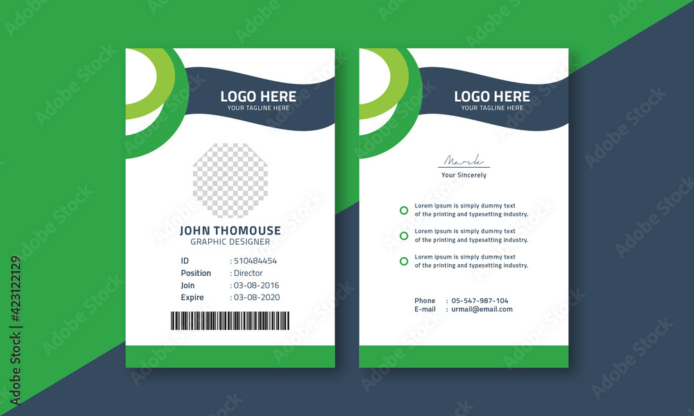 Elegant green id card template Stock Vector | Adobe Stock