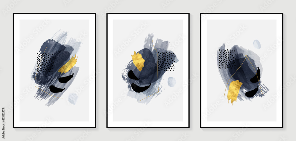 Dark Gold Abstract art background vector. Modern Nature shape line art ...