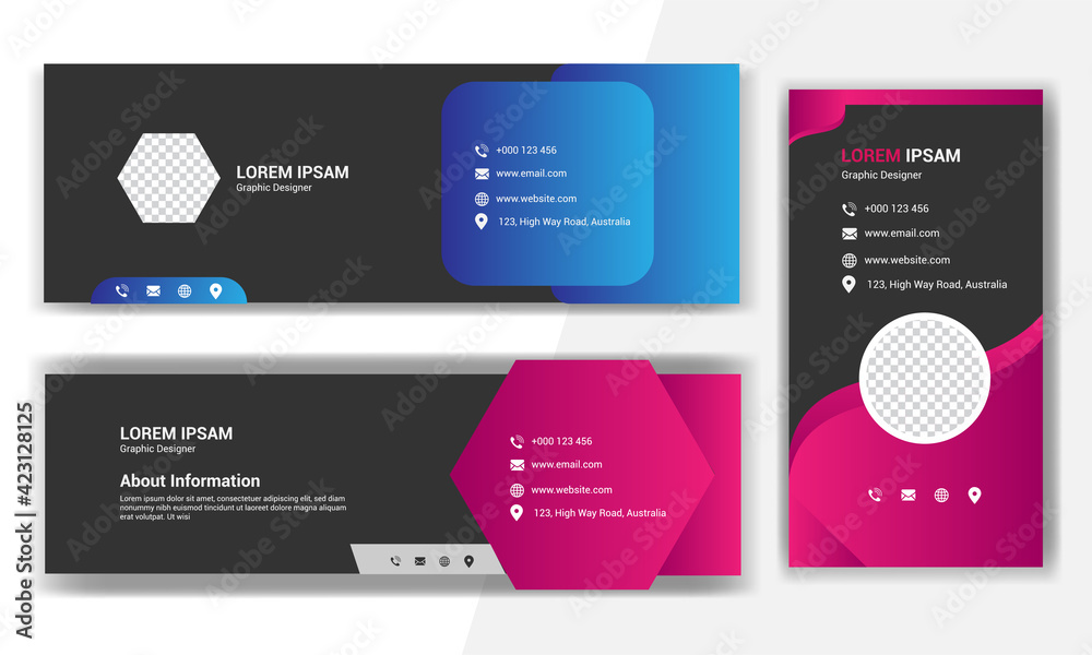 Email signature template design set. Stock Vector | Adobe Stock