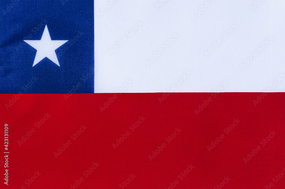 national flag of the Republic of Chile on a fabric base close-up Stock ...