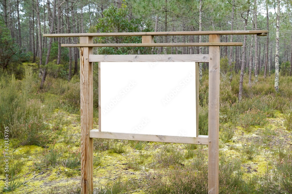 Empty Information white blank sign board panel in the park forest Stock ...