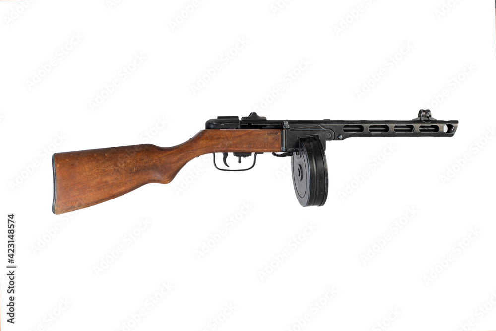 Weapon Shpagin submachine gun on a white background Stock Photo | Adobe ...