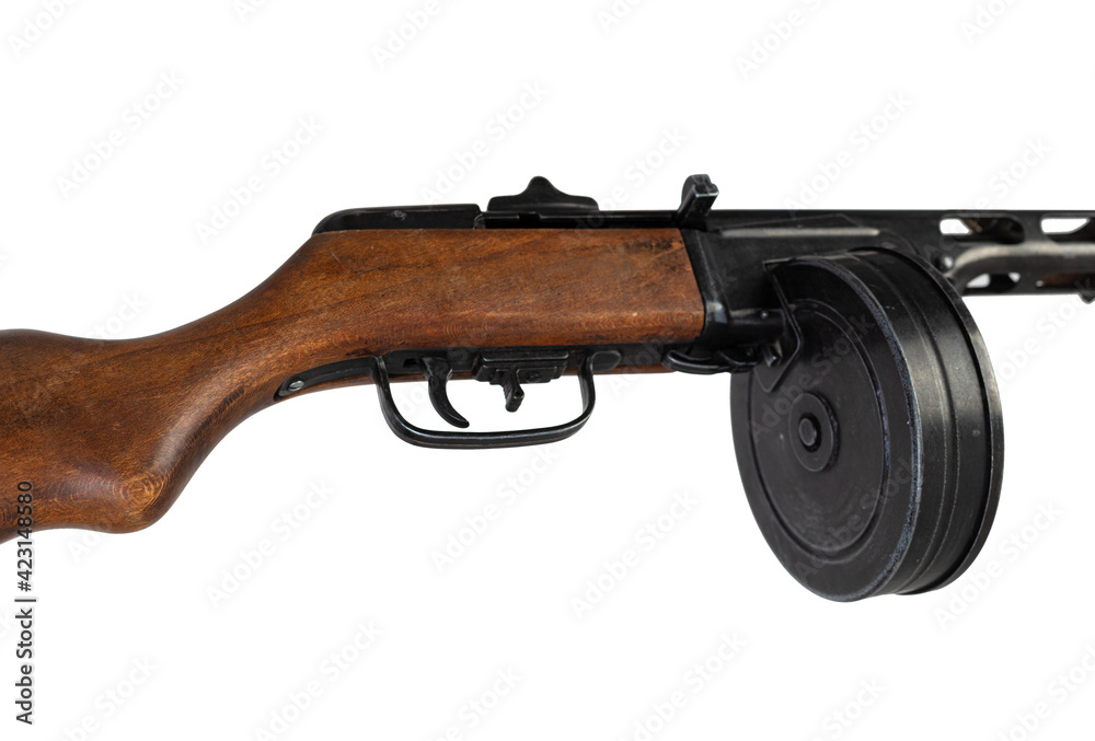 Weapon Shpagin submachine gun on a white background Stock Photo | Adobe ...