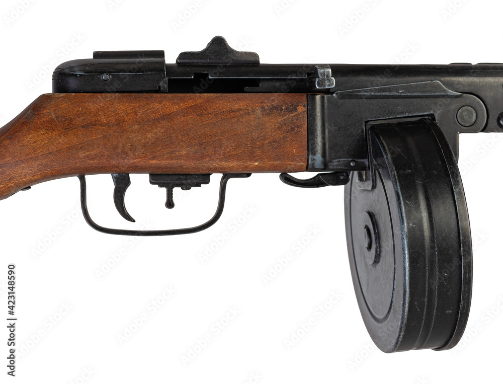 Weapon Shpagin submachine gun on a white background Stock Photo | Adobe ...