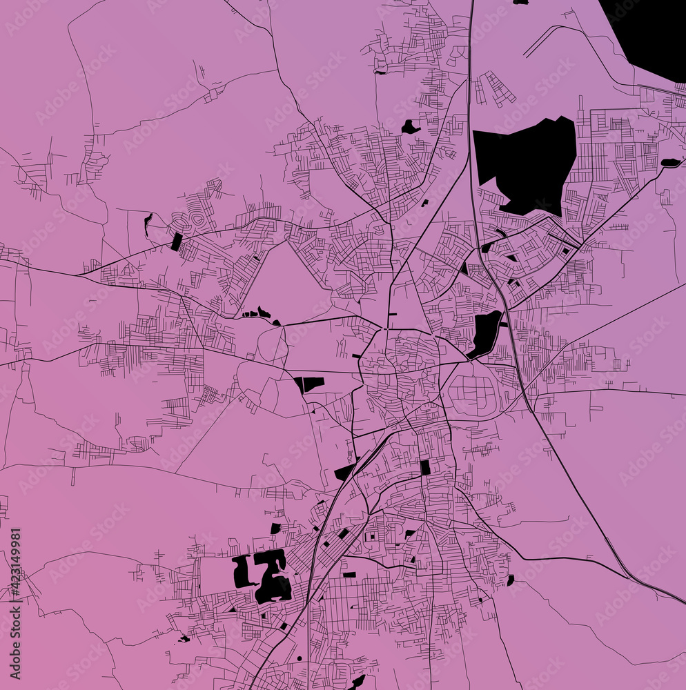 Belgaum, Karnataka, India - Urban vector city map with parks, rail and ...