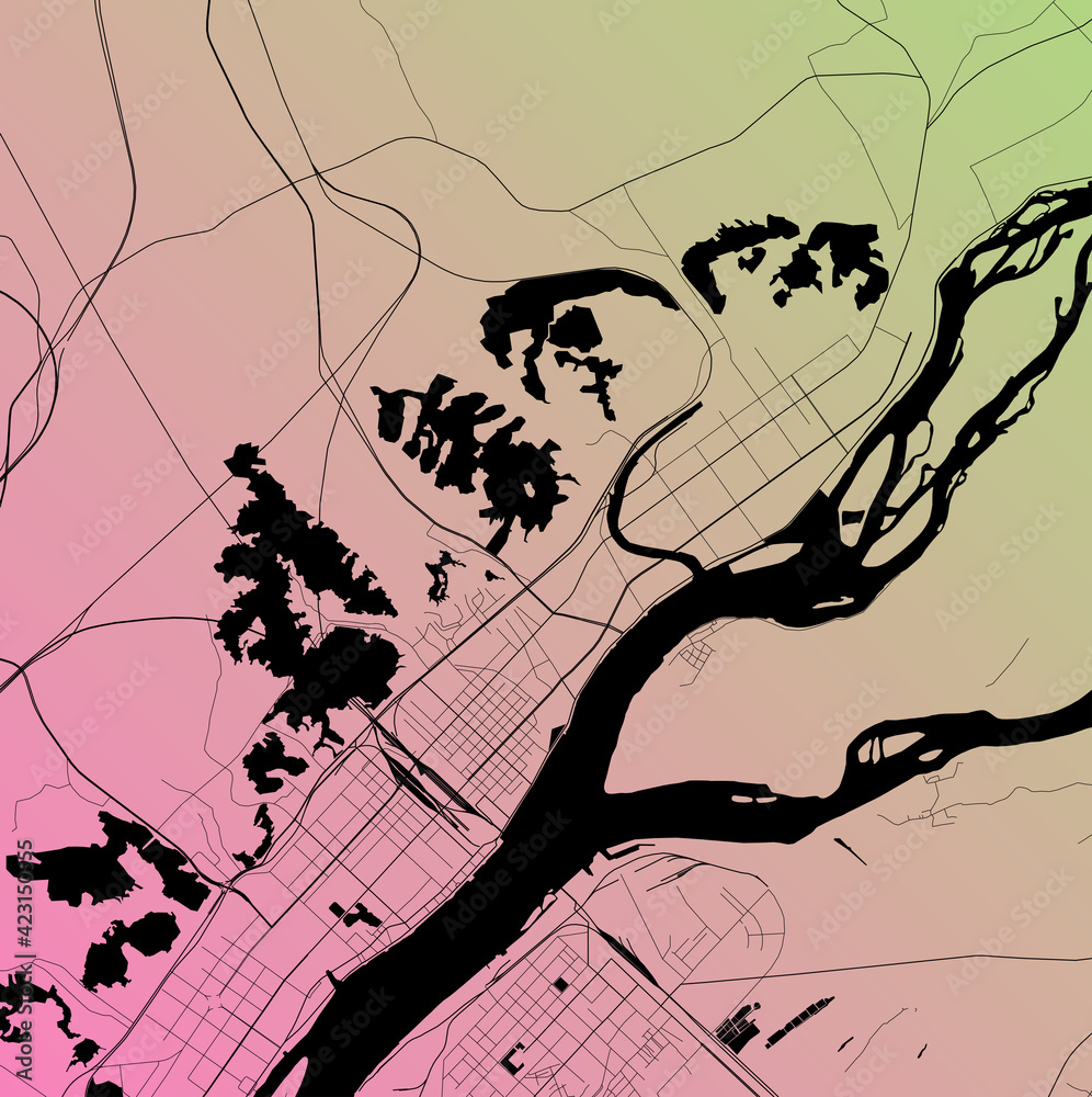 Dandong, Liaoning, China - Urban vector city map with parks, rail and ...
