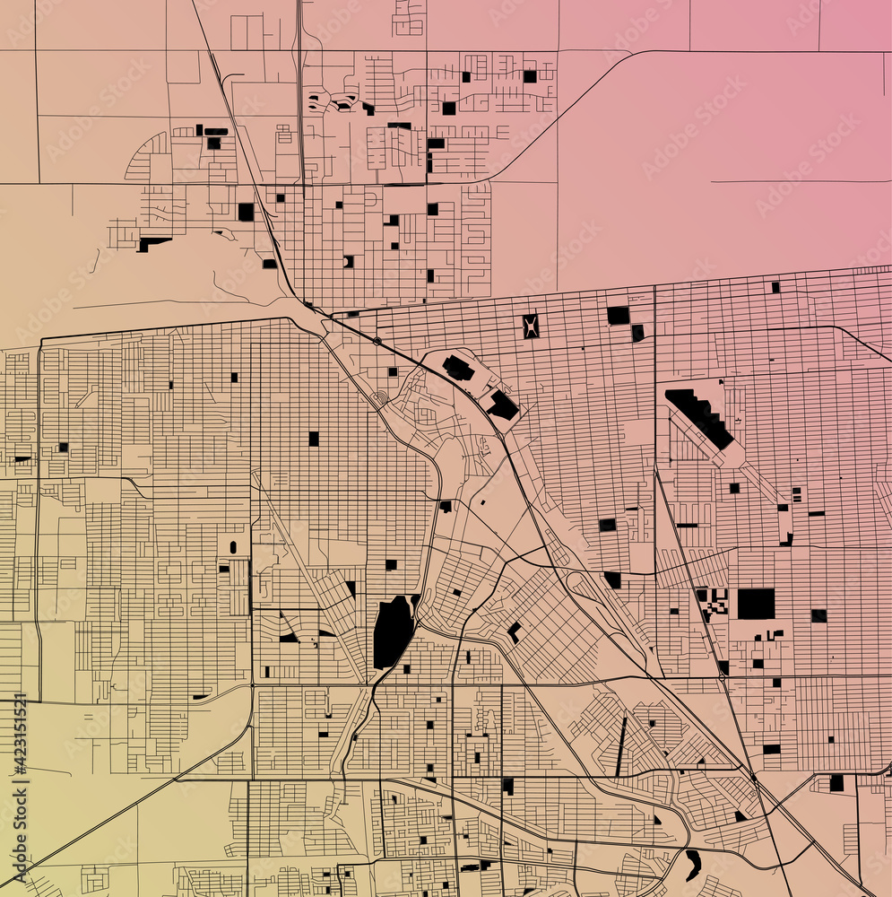 Mexicali, Baja California, Mexico - Urban vector city map with parks ...