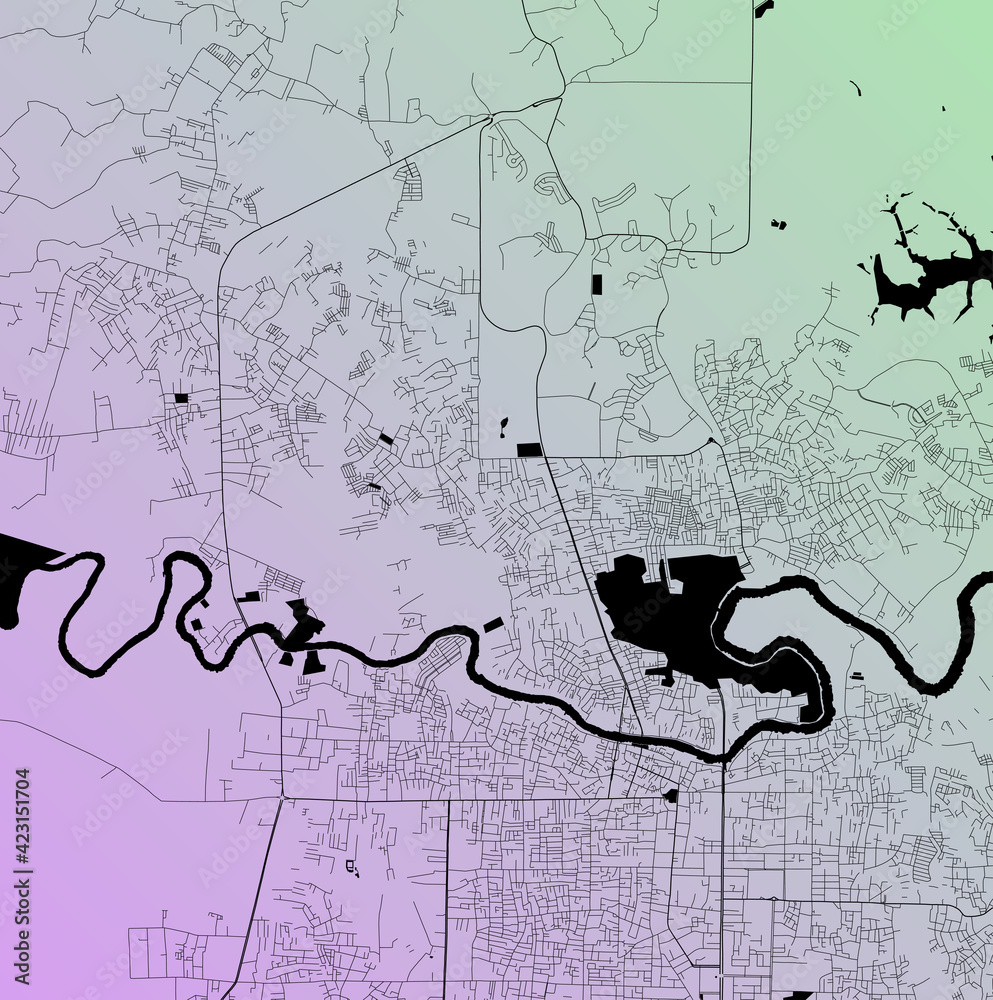 Pekanbaru, Riau, Indonesia - Urban vector city map with parks, rail and ...