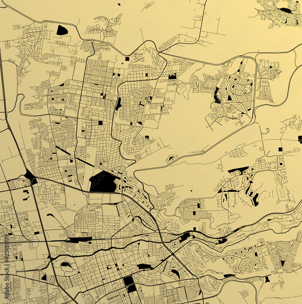 Queretaro, Mexico - Urban vector city map with parks, rail and roads ...