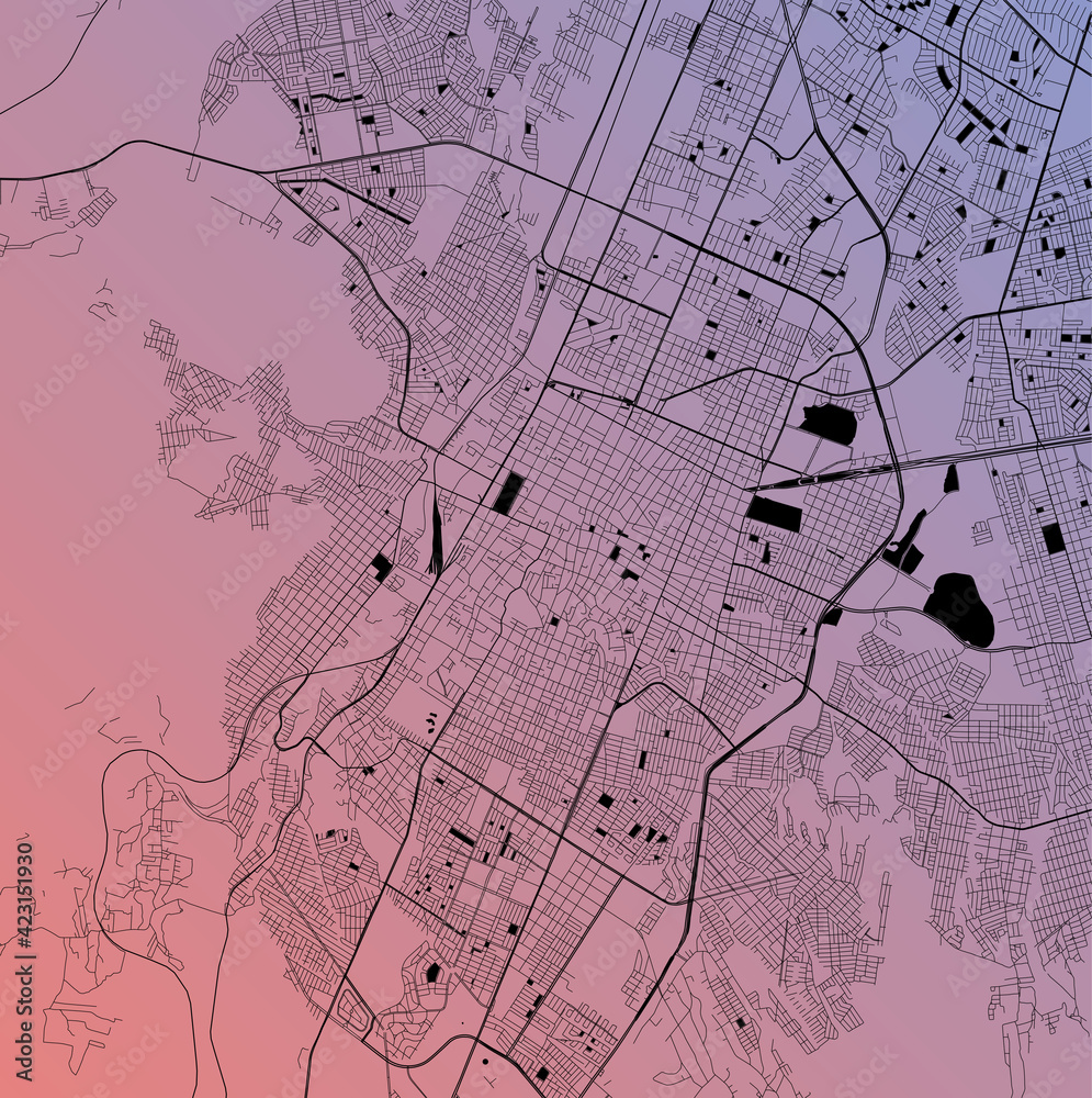 Saltillo, Coahuila, Mexico - Urban vector city map with parks, rail and ...