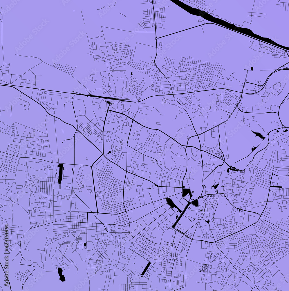 Samarqand, Uzbekistan - Urban vector city map with parks, rail and ...