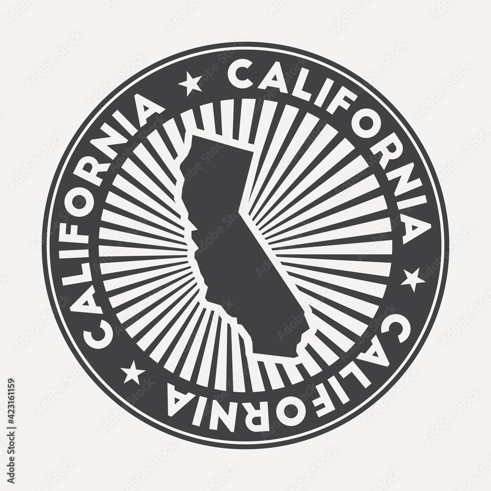 California round logo. Vintage travel badge with the circular name and ...