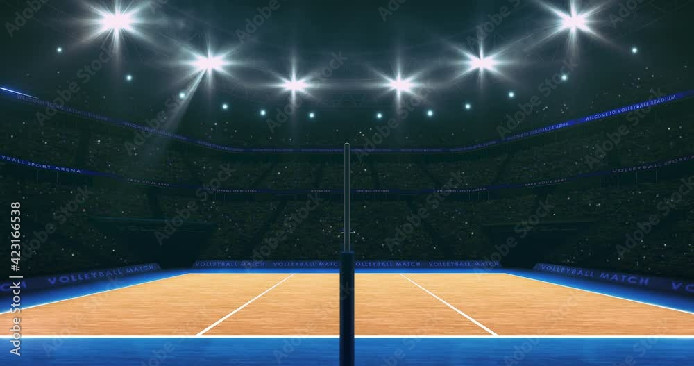 Volleyball court at side view. Sport arena as 4k background animation ...