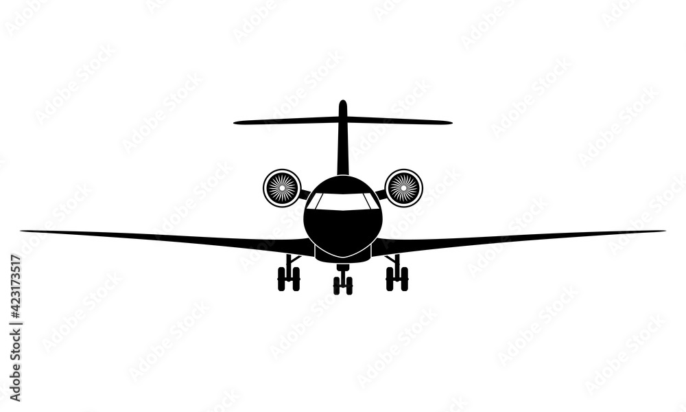 Personal or light jet airplane, front view, vector illustration design ...