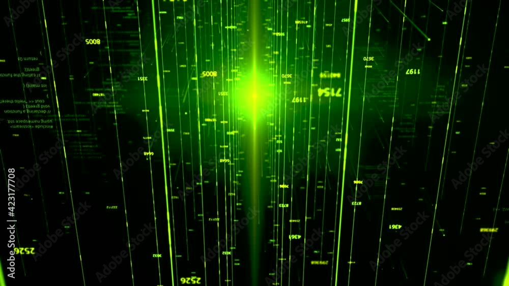 The concept of digitalization, Information flow moving through servers ...