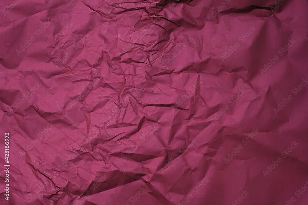 Dark red background from wrapping crumpled paper. Burgundy sheet of ...