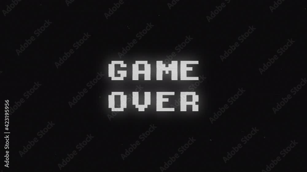 Game Over Looped Glitch Text Animation. Render of Retro Style Noise ...