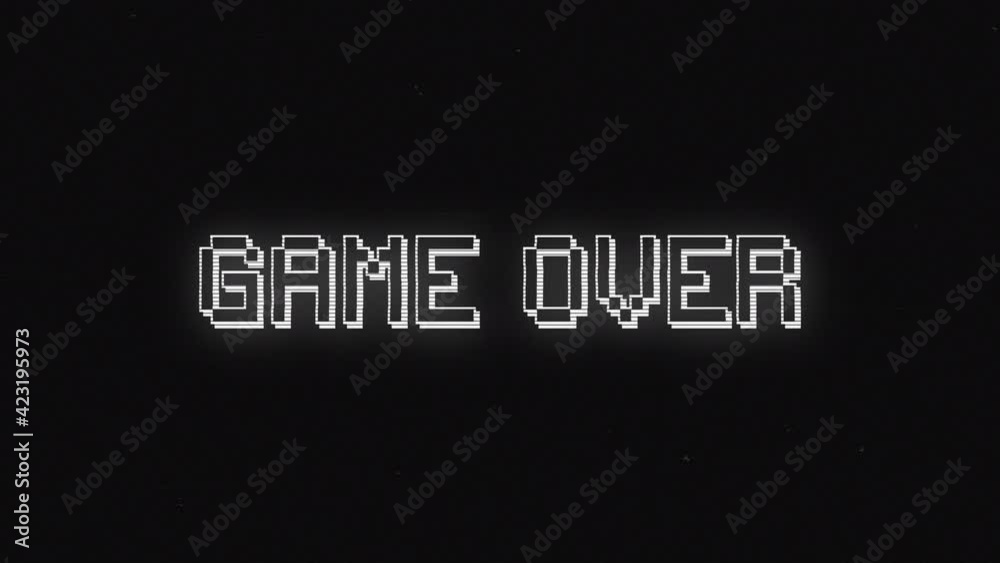 Game Over Looped Glitch Text Animation. Render of Retro Style Noise ...