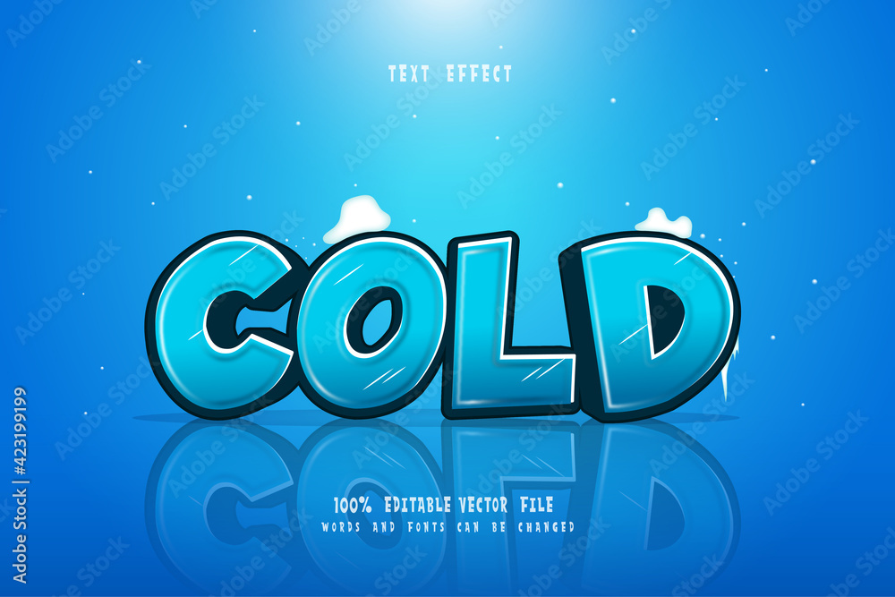 Cold cartoon style text effect. Stock Vector | Adobe Stock