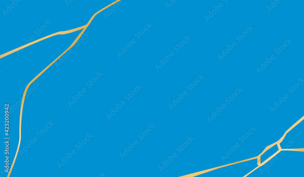Blue kintsugi pattern copy space, flat vector stock illustration with ...
