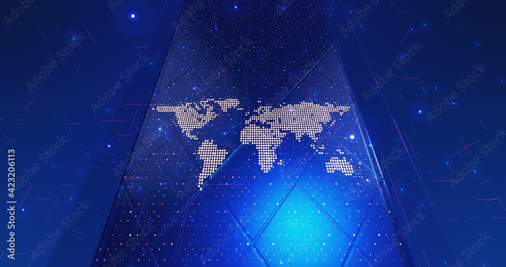 Breaking News Broadcast TV Graphics. Cube Digital Planet Earth. 3D ...