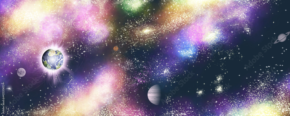 Hintergrund All Universum Panorama Kosmos Erde Mond Sterne Galaxie ...