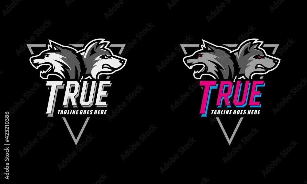 Two Fox Heads, tactical team, Airsoft pistol or the Paintball club logo ...