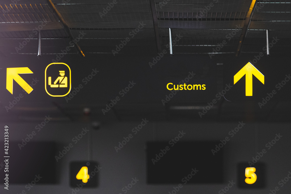 Airport informaction signs. Airport informaction signs. Arrow on ...