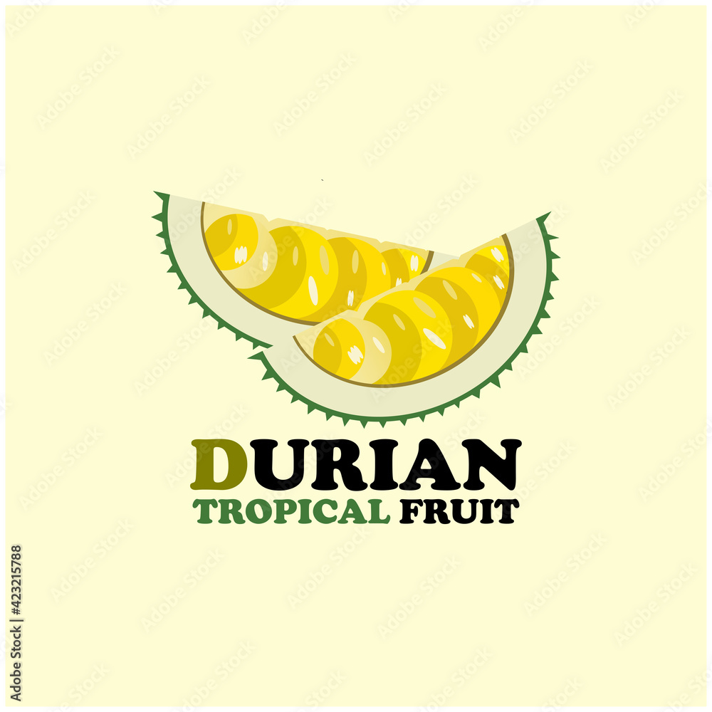 durian design logo vector. illustration durian fruit design vector ...