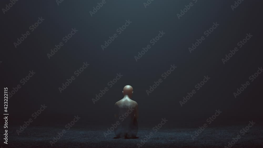 Evil Ghost Spirit Creepy Demon Sitting down with its back to camera in ...