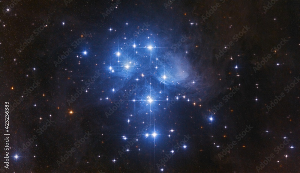 Foto de Starry Night Sky with the Pleiades open Star Cluster and the ...