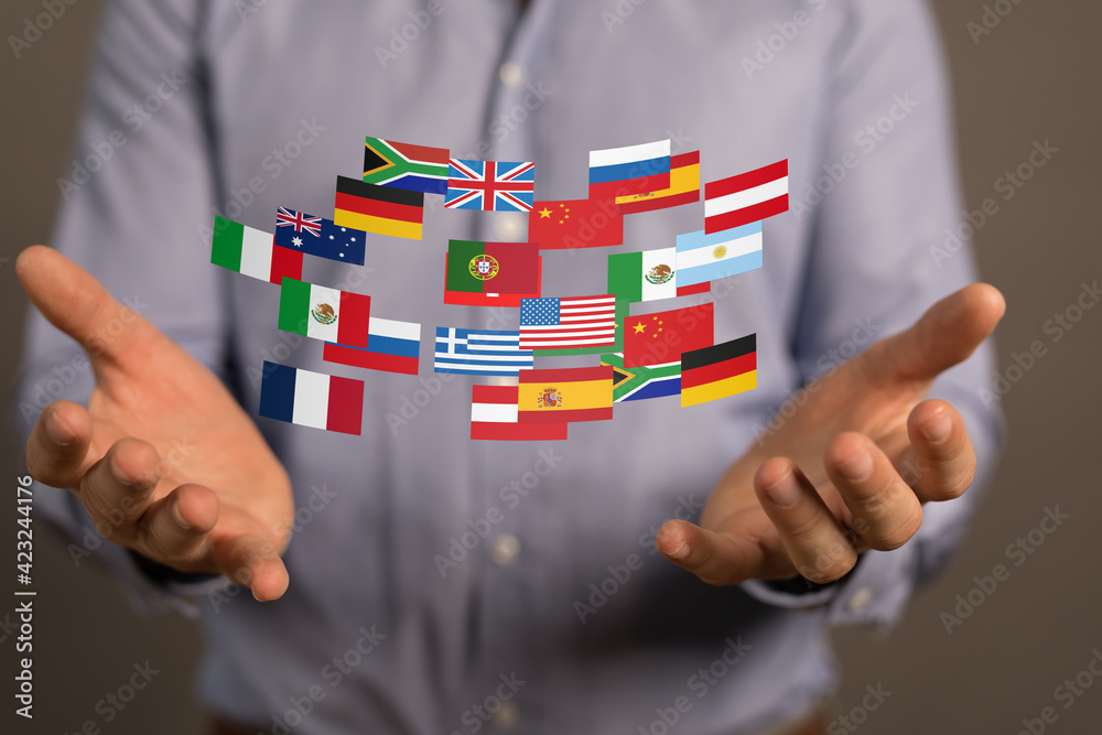 World map with all states and their flags,3d render. Stock Photo ...