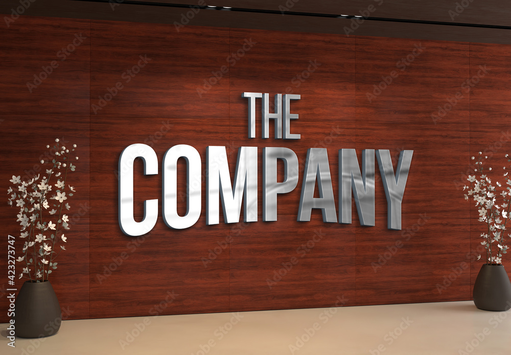 Metal Company Logo on a Wall Mockup Stock Template | Adobe Stock