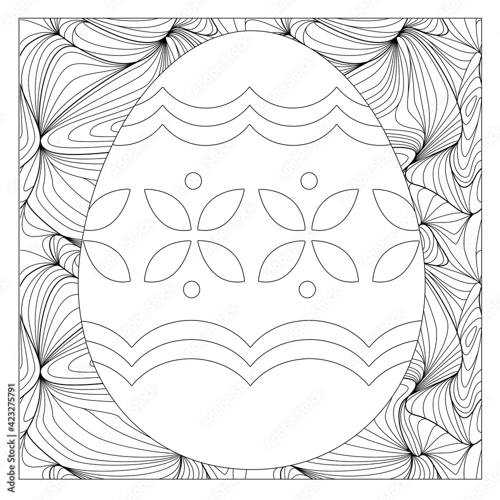 Easter Egg Coloring Page! Abstract Seamless Pattern with Hand Drawn ...