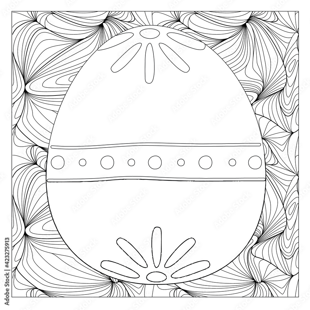 Easter Egg Coloring Page! Abstract Seamless Pattern with Hand Drawn ...