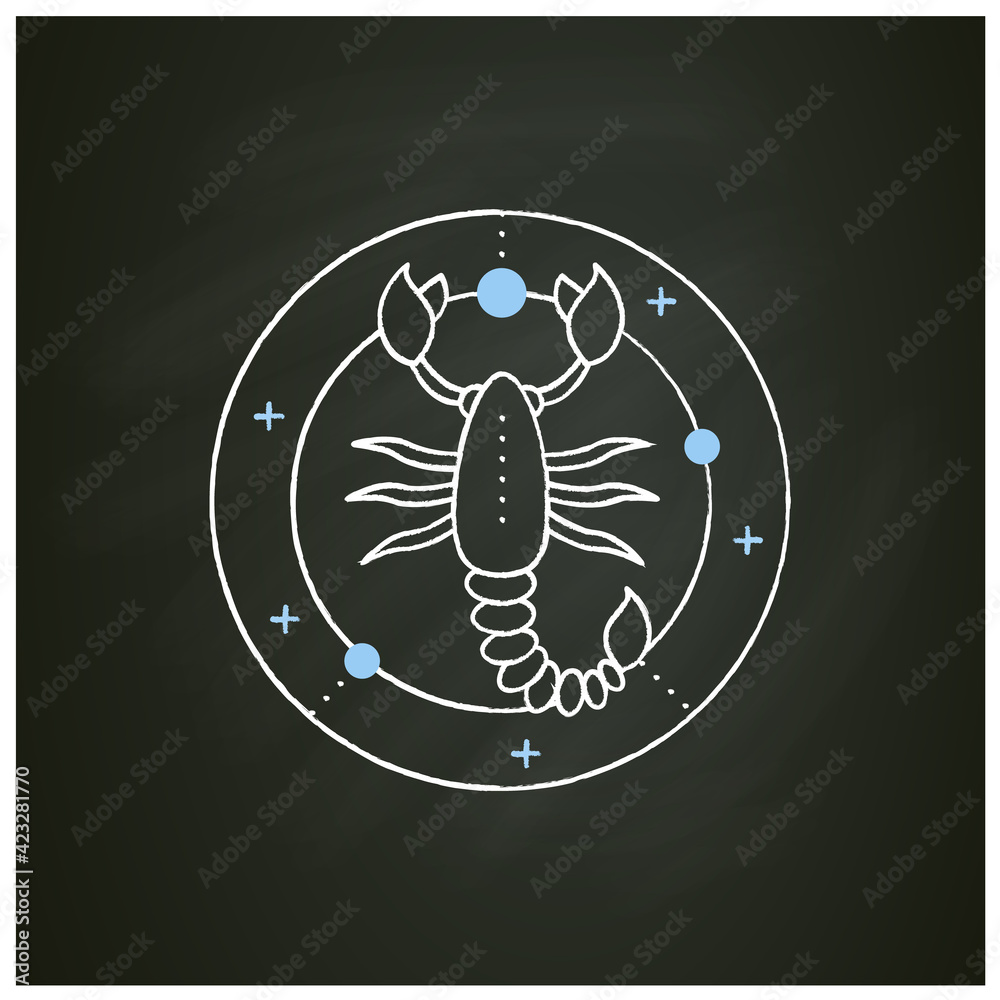 Scorpio chalk icon. Eight fire sign in zodiac. Scorpion birth symbol ...