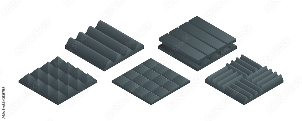 Isometric vector illustration soundproof panel of polyurethane foam ...