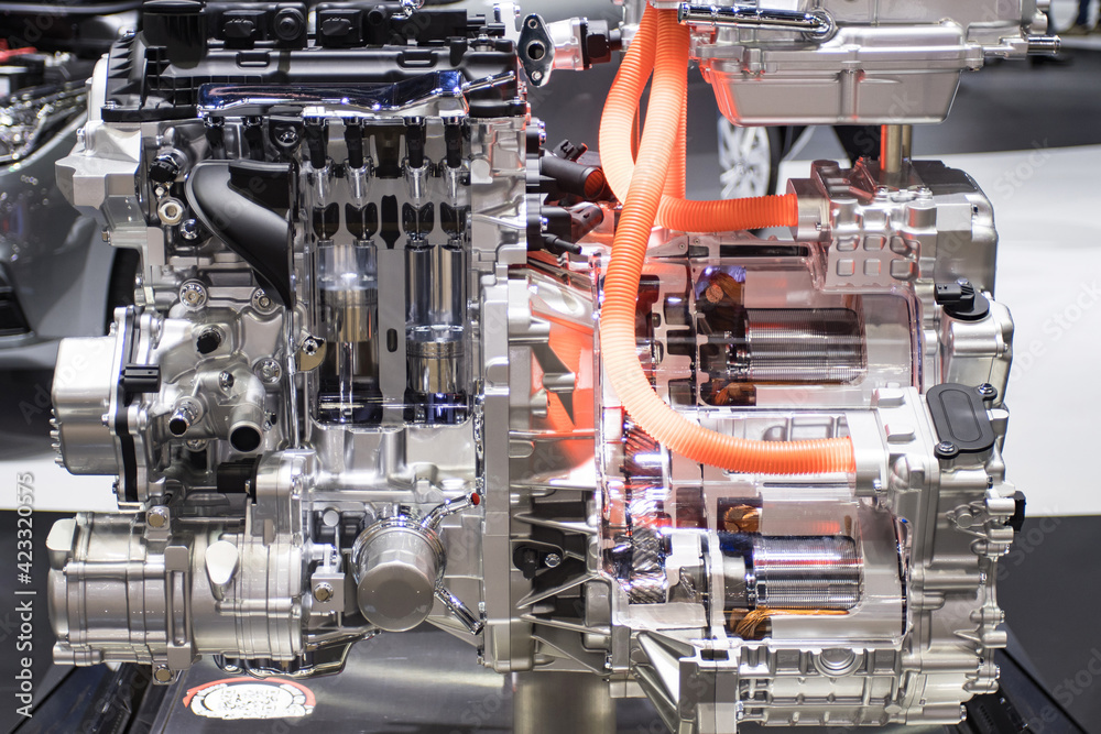 Bangkok Thailand :- March 26, 2021 Car engine NISSAN The new Technology ...